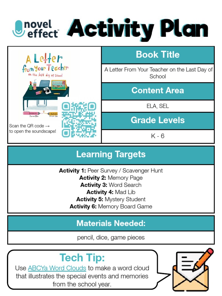 Teacher's Letter for Last Day Activities | PDF