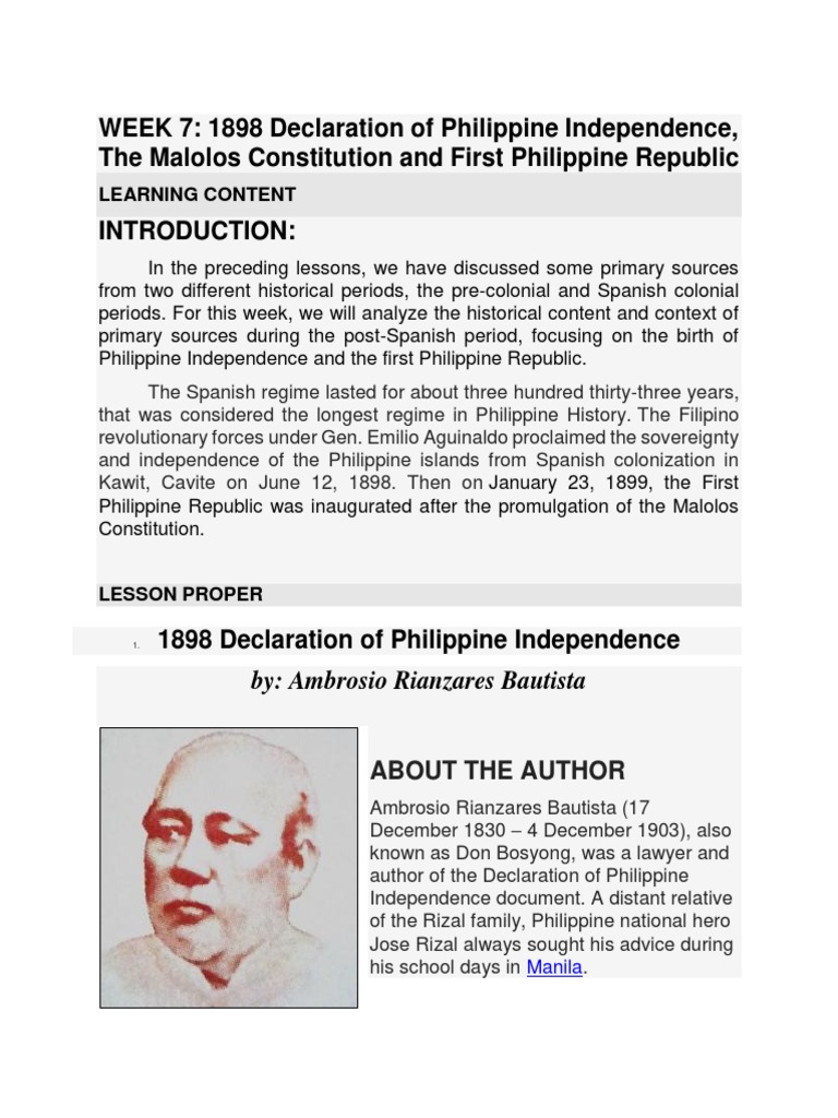 1898 Philippine Independence Declaration | PDF