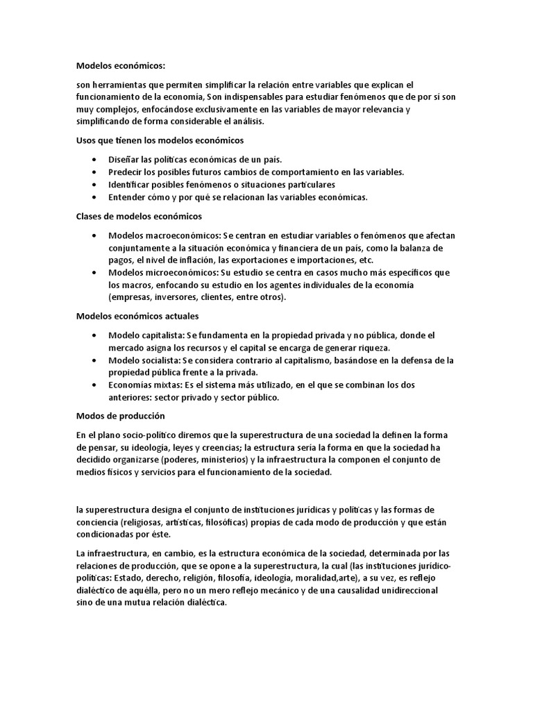 Modelos Económicos y su Clasificación | PDF | Capitalismo | Modelo ...