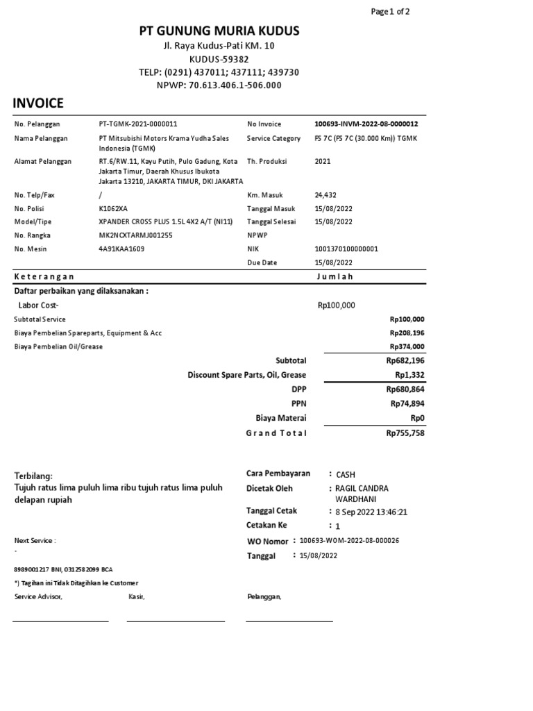 BSI-Invoice With Tax (Detail) WO - 4 | PDF
