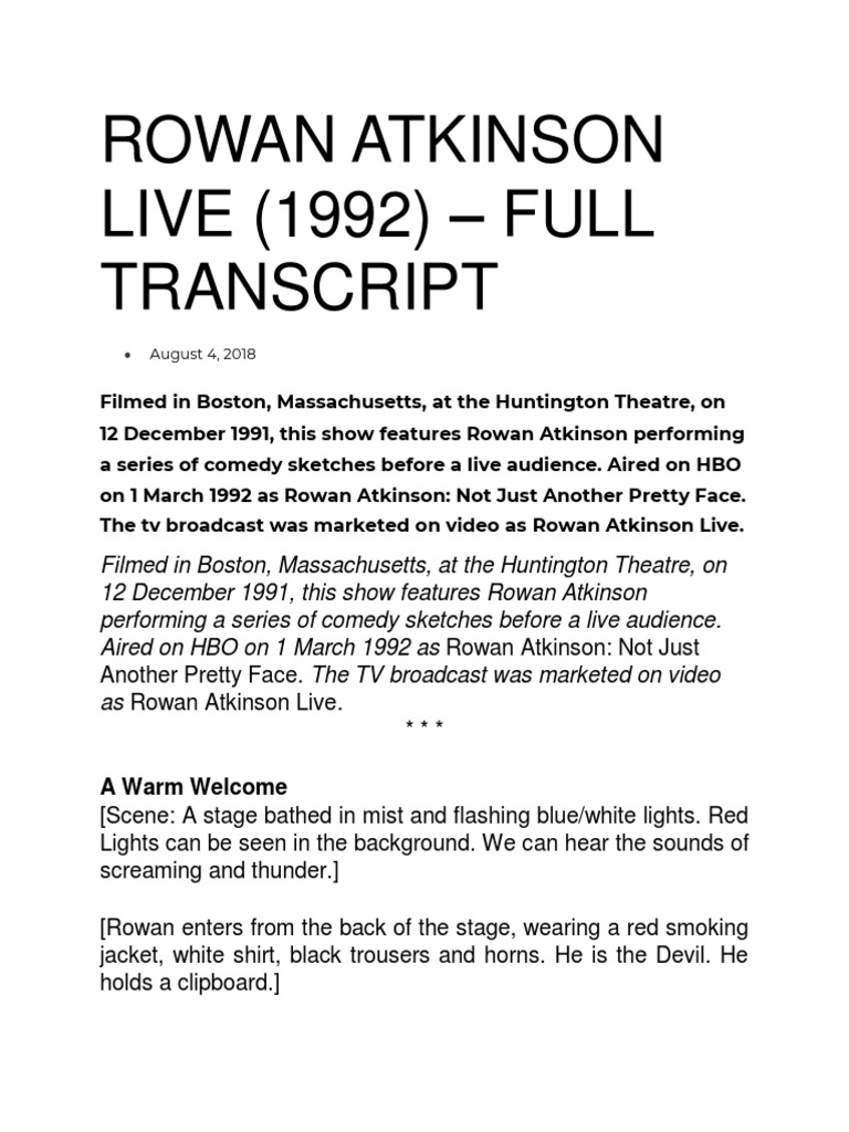 Rowan Atkinson Live | PDF | Jesus