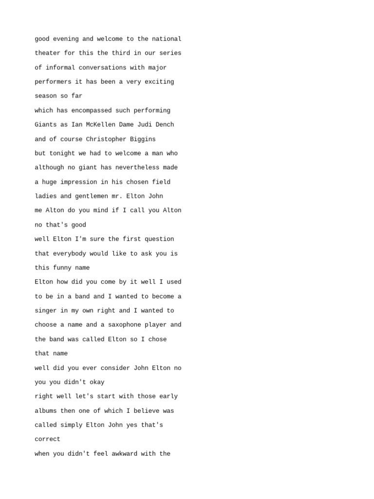 Rowan Atkinson Interview With Elton John | PDF