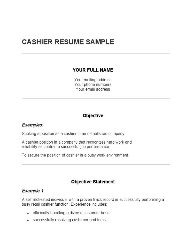 Cashier Resume Sample | PDF | Cashier | Sales