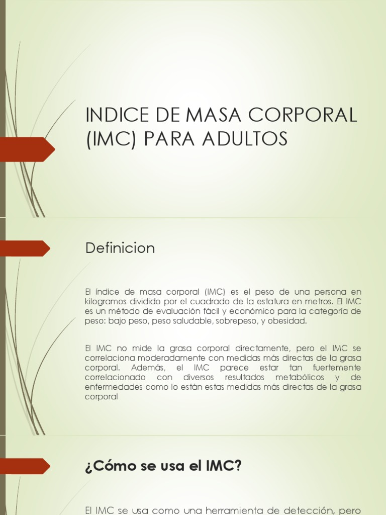 Indice de Masa Corporal (Imc) para | PDF | Índice de masa corporal | Obesidad