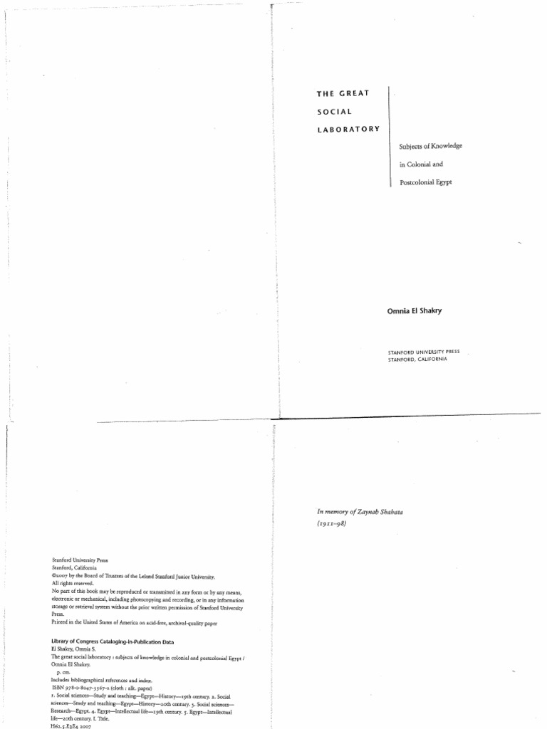 Omnia El Shakry - The Great Social Laboratory - Subjects of Knowledge ...