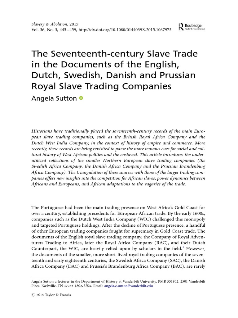 Angela Sutton - The Seventeenth-Century Slave Trade in The Documents of ...