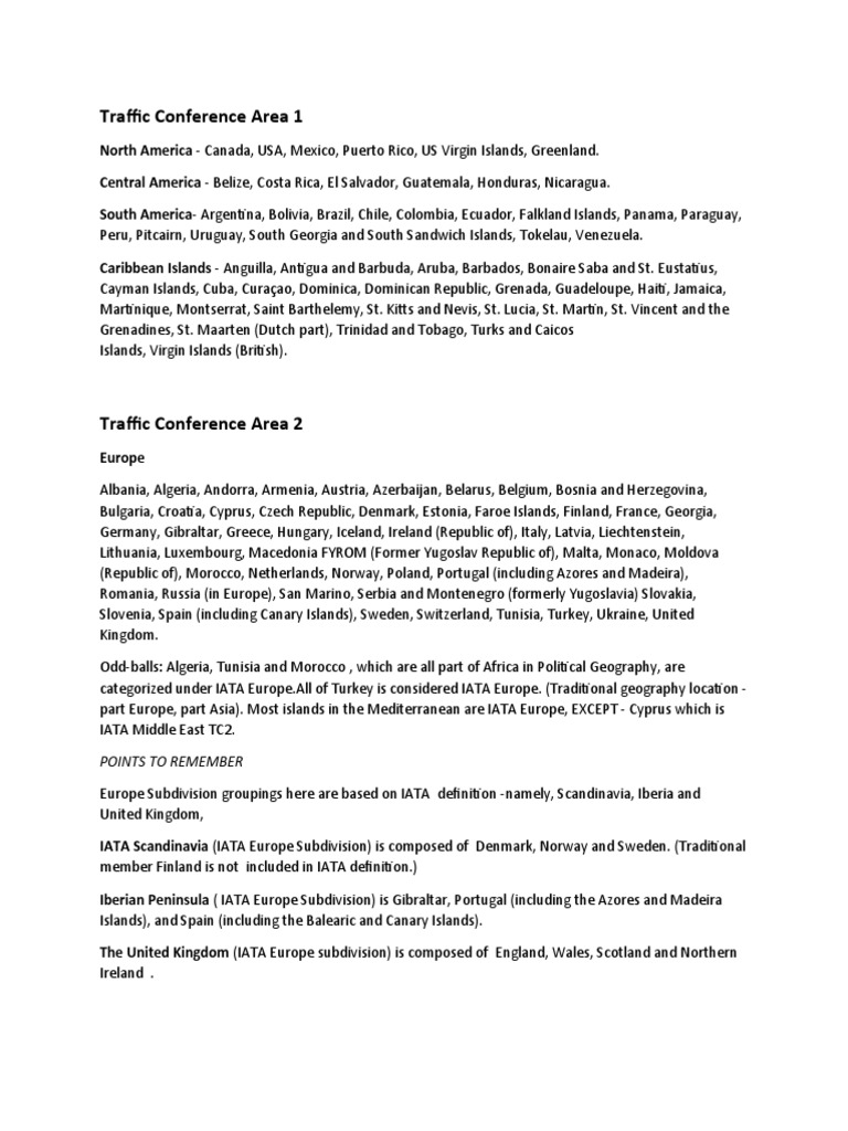 Traffic Conference Areas | PDF | Island | Africa