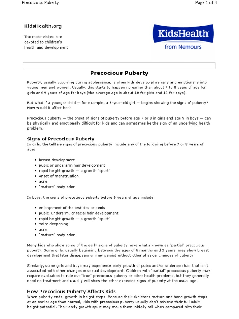 Precocious Puberty | PDF | Puberty | Endocrine System