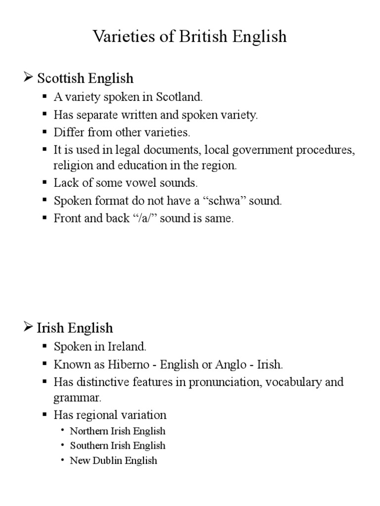 Varieties of British English | PDF