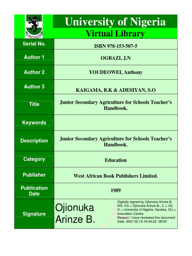 Junior Secondary Agriculture For Schools Teachers Handbook. | PDF ...