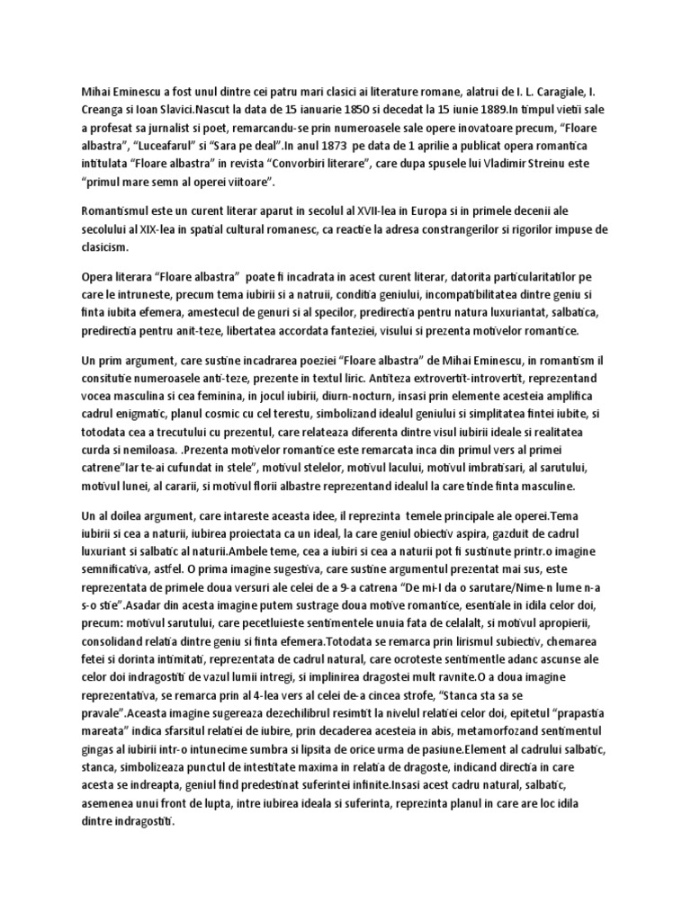 Eseu-Floare-albastra Dupa Structura de Bac | PDF