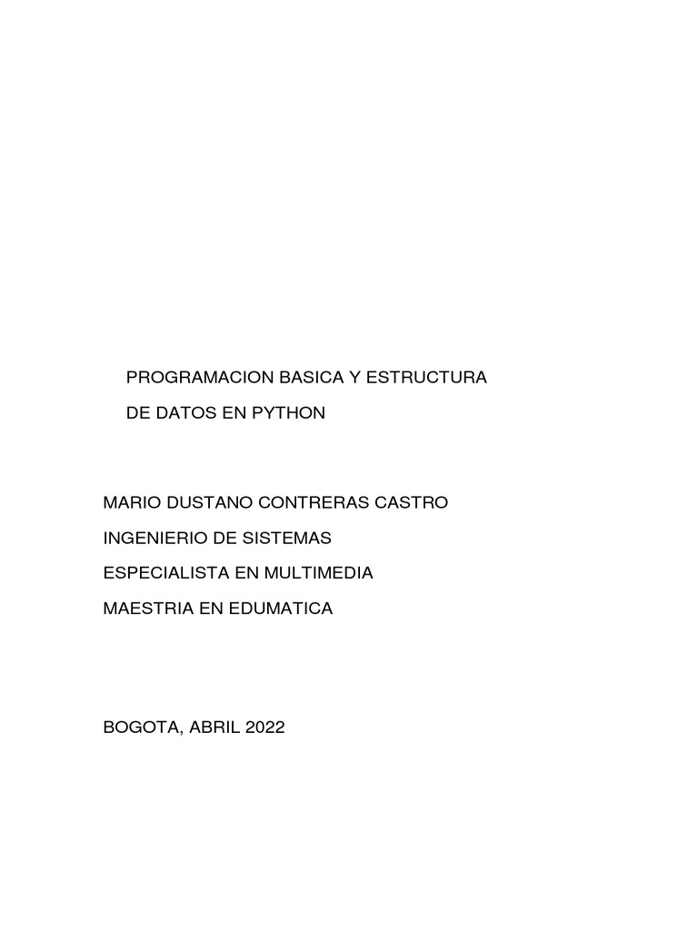 Programacion Basica y Estructura de Datos en Python | PDF | Lenguaje de programación | Python ...
