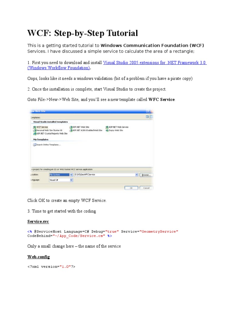 Wcf Step By Step Pdf Windows Communication Foundation Class Computer Programming