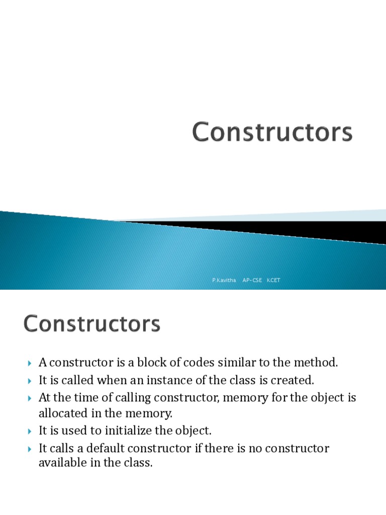 Presentation4 Constructors Pdf Constructor Object Oriented Programming Programming