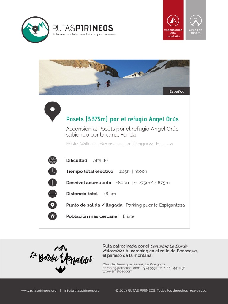 RUTAS PIRINEOS Posets Por Refugio Angel Orus Es | PDF | Ciencias de la ...