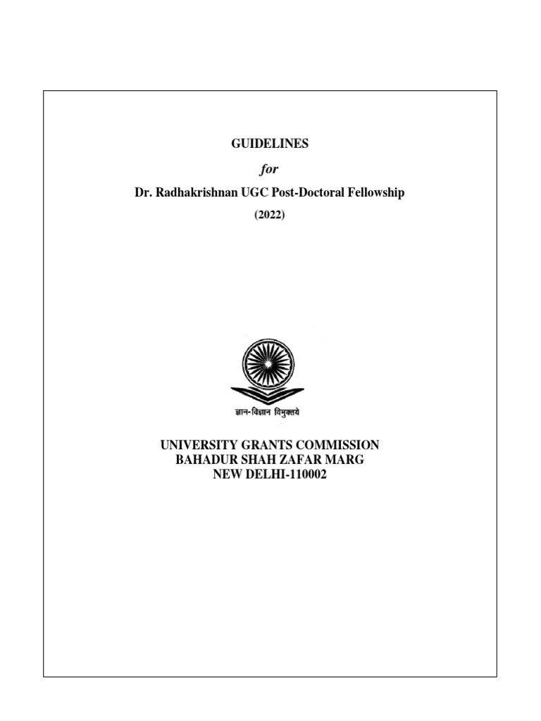 Guidelines For Ugc Post Doctoral Fellowship Schemes Pdf Climate