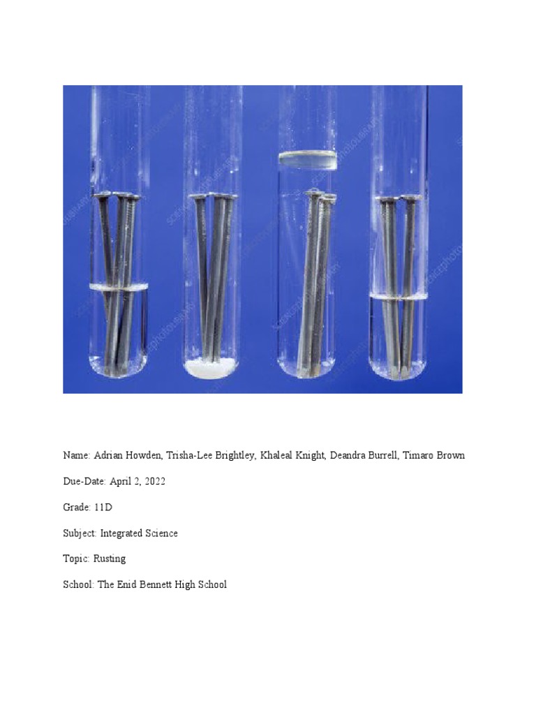Integrated Science Rusting Nail Project | PDF | Rust | Iron