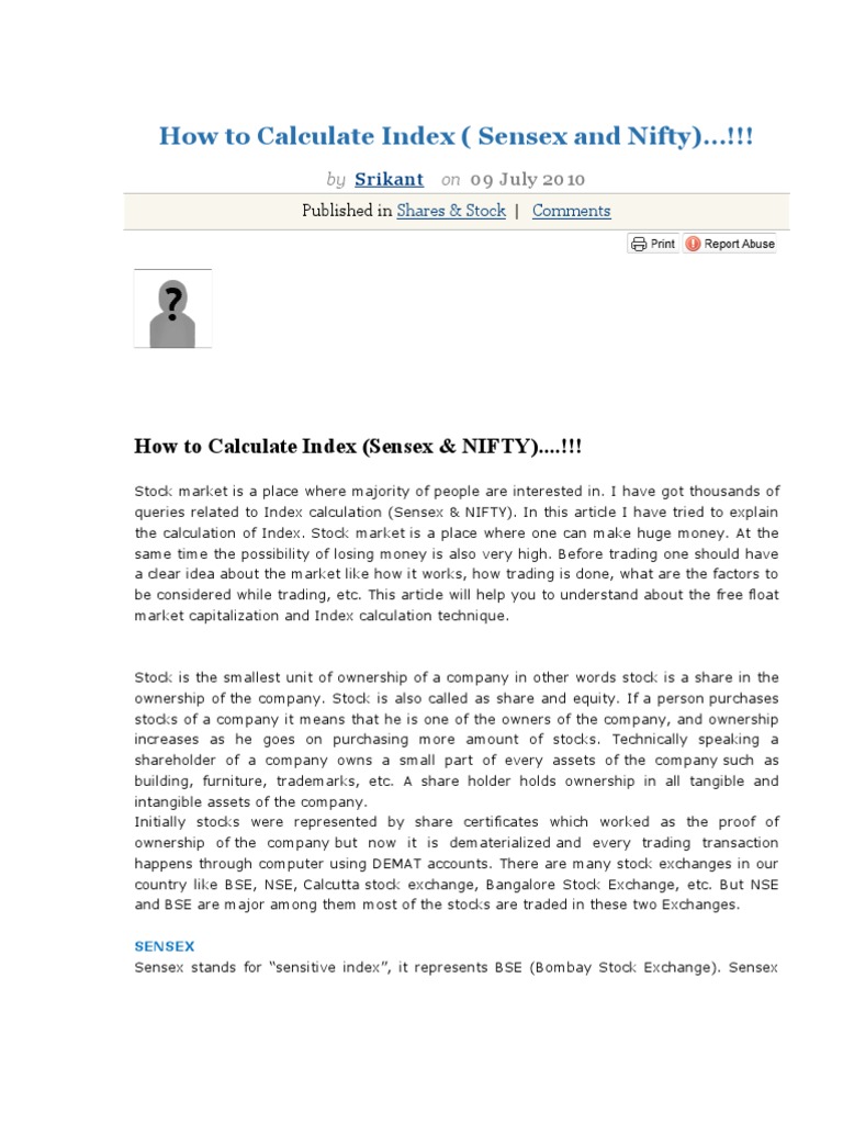 How To Calculate Index | Download Free PDF | Market Capitalization | Stocks