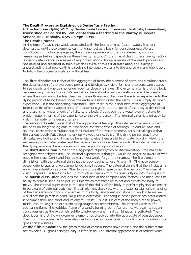 Death Process, Geshe Tashi Tsering | PDF | Chakra | Death