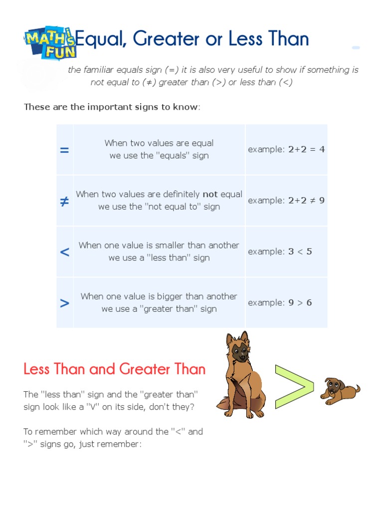 Equal, Less and Greater Than Symbols | PDF | Mathematics