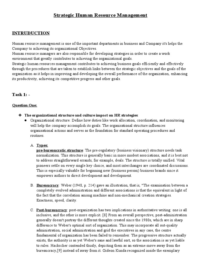 Strategic Human Resources Assignment | PDF | Human Resource Management ...