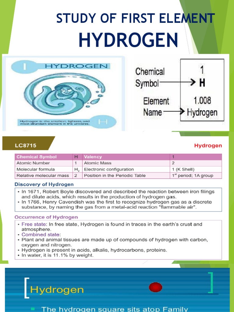 Chemistry Hydrogen | PDF