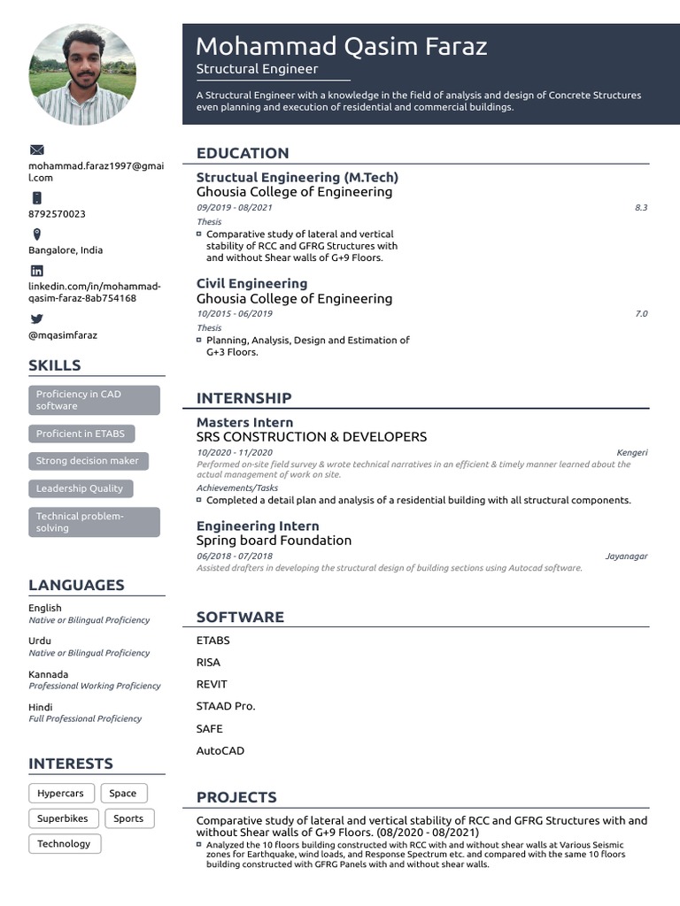 Mohammad's Resume | PDF | Structural Engineering | Engineering