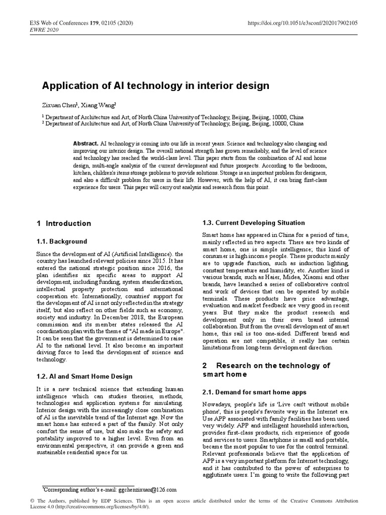Application of AI Technology in Interior Design | PDF | Artificial ...