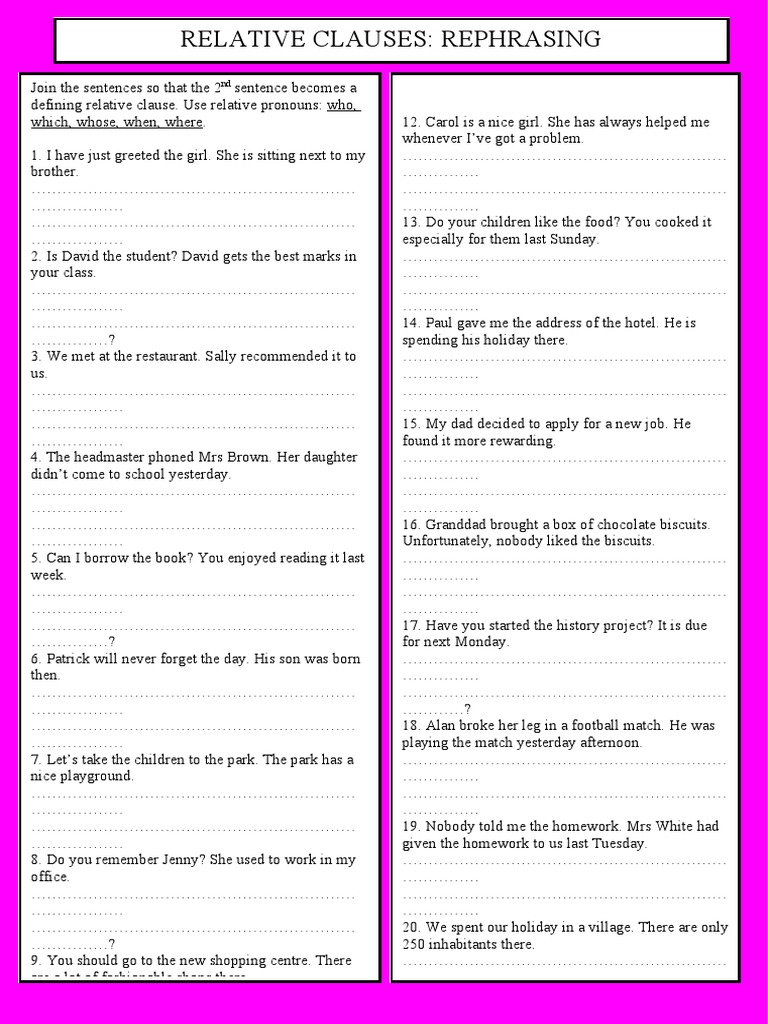 Relative Clauses Practice | PDF | Syntax | Linguistics