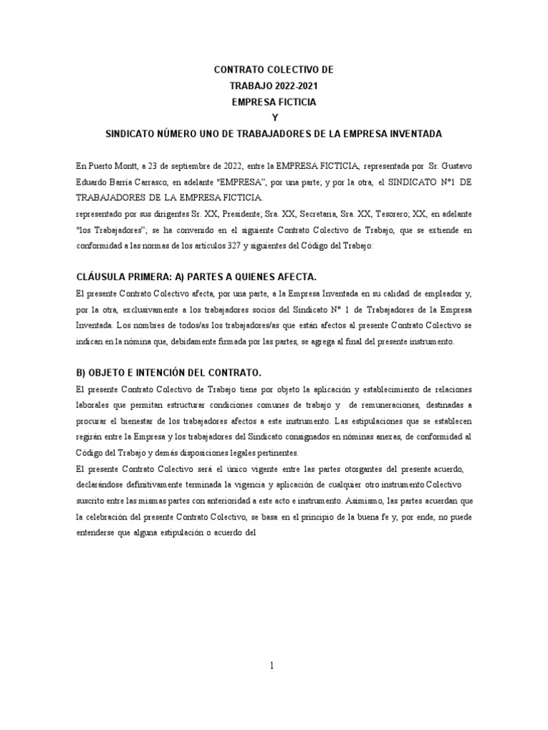 Contrato Colectivo | Descargar gratis PDF | Acuerdo colectivo | Salario