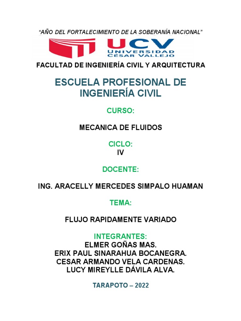 Informe Final - Mecanica de Fluidos | PDF | Canal | Mecánica de Medios Continuos