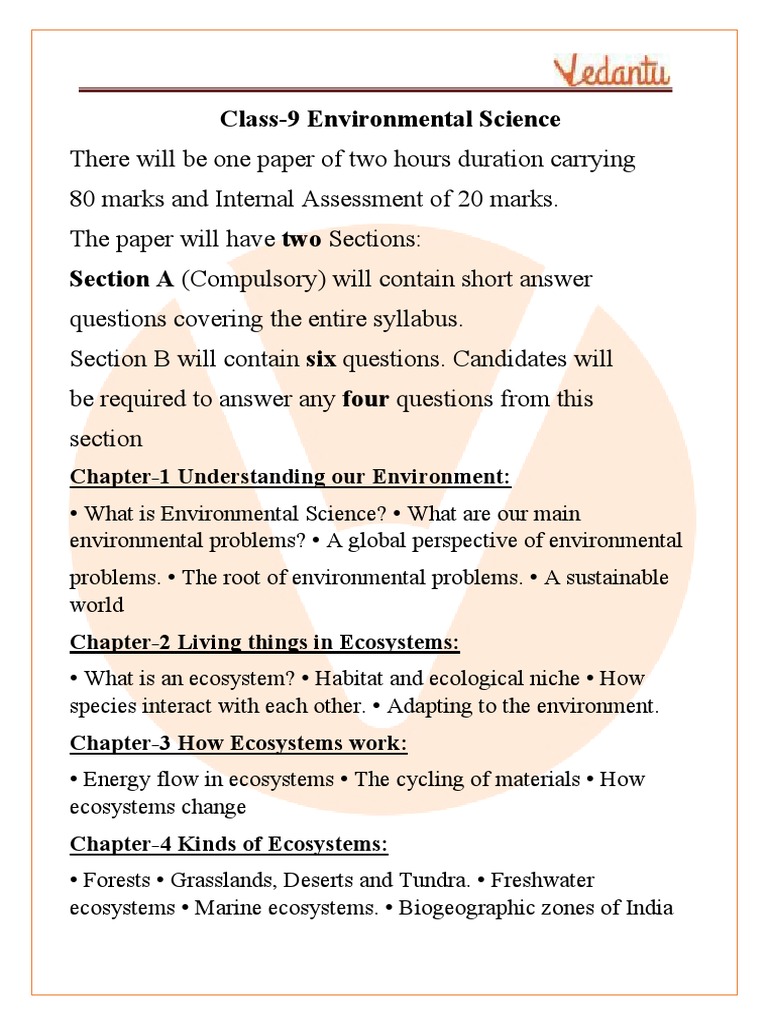 ICSE Class 9 Environmental Science Syllabus | PDF | Natural Environment ...