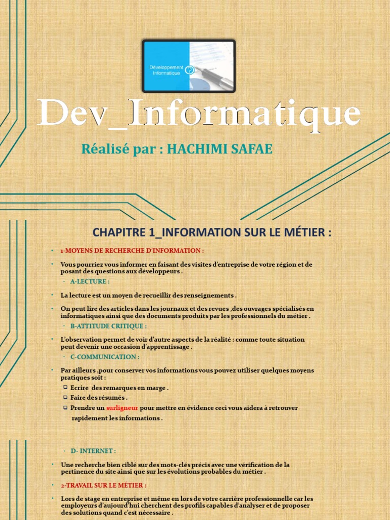 Module n1 Chapitre1 | PDF | Programmeur | Informatique