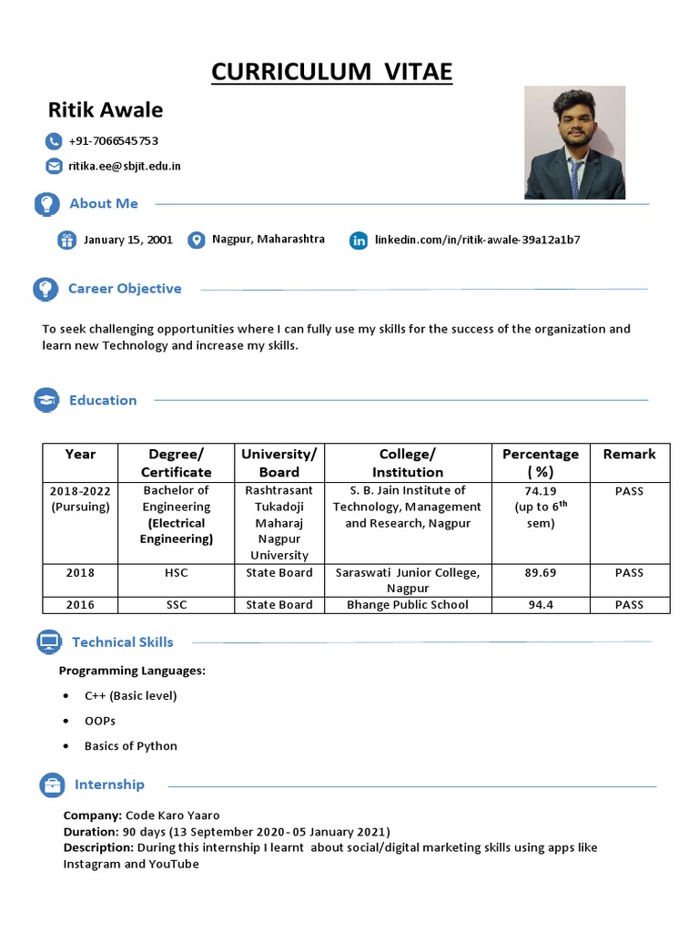 Ritik Awale Resume | PDF | Career & Growth | Business