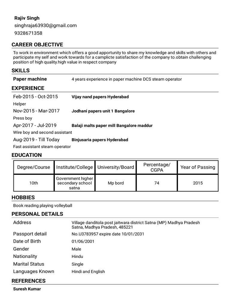 Resume_Rajiv Singh Cv_Format1 (1) | PDF