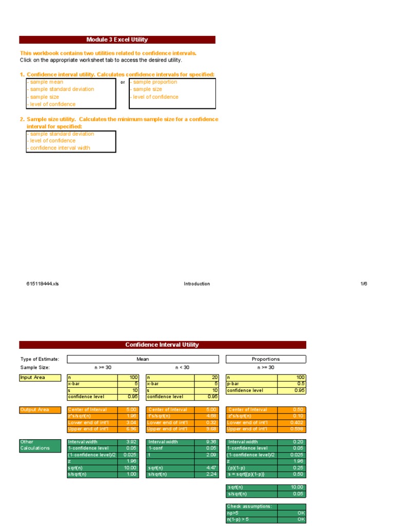Utility | PDF | Sample Size Determination | Confidence Interval