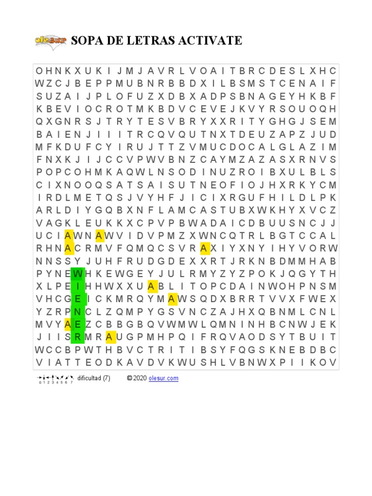 Sopa de Letras ACTÍVATE | PDF
