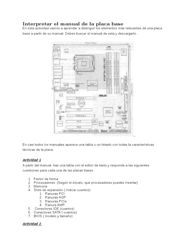 Interpretar El Manual de La Placa Base | PDF