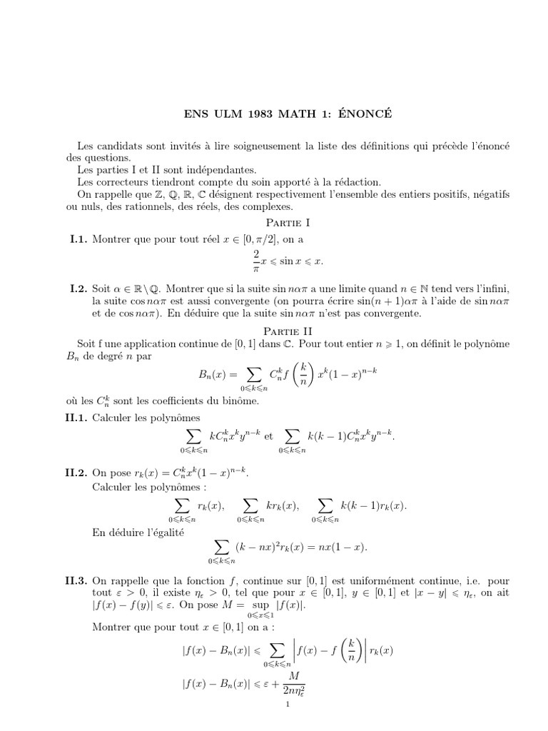 Polynômes de Bernstein | PDF | Limite (mathématiques) | Polynôme