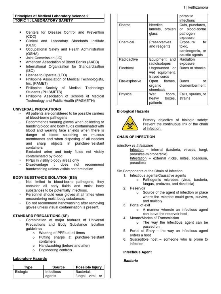 TOPIC 1 Laboratory Safety | PDF | Infection | Virus