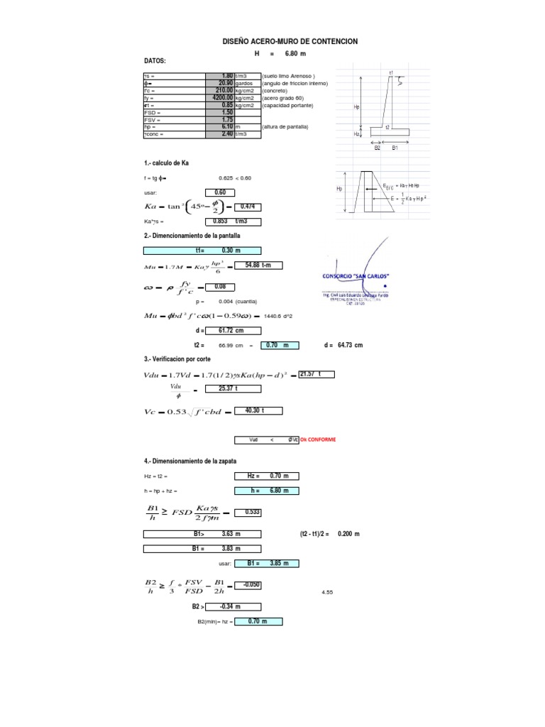 Memoria de Calculo Muro de Contencion Adicional PDF | PDF