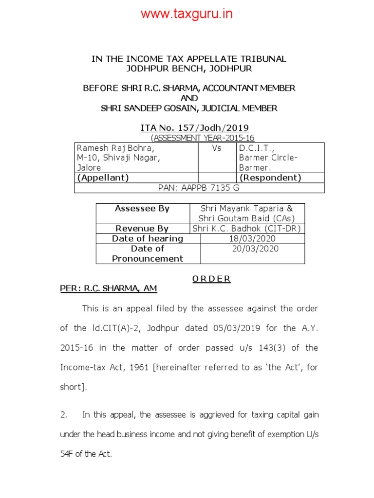 Ramesh Raj Bohra Vs DCIT ITAT Jodhpur | PDF | Tax Deduction | Expense