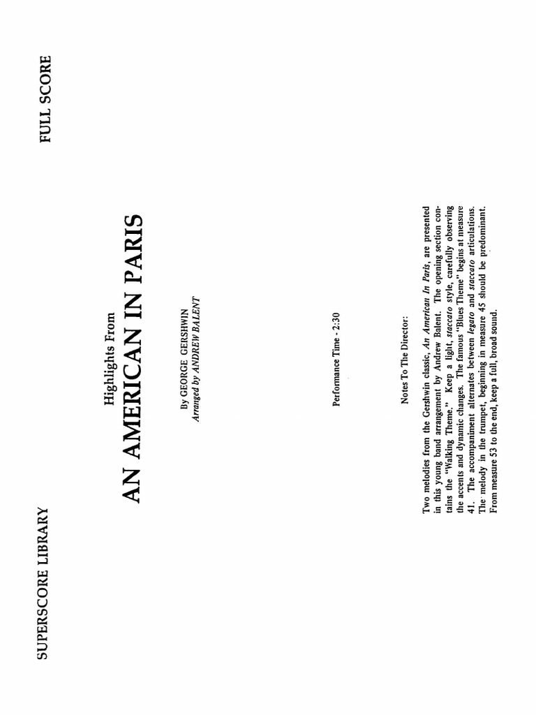 Andrew Balent - HIGHLIGHTS FROM Â AN AMERICAN IN PARISÂ (George ...