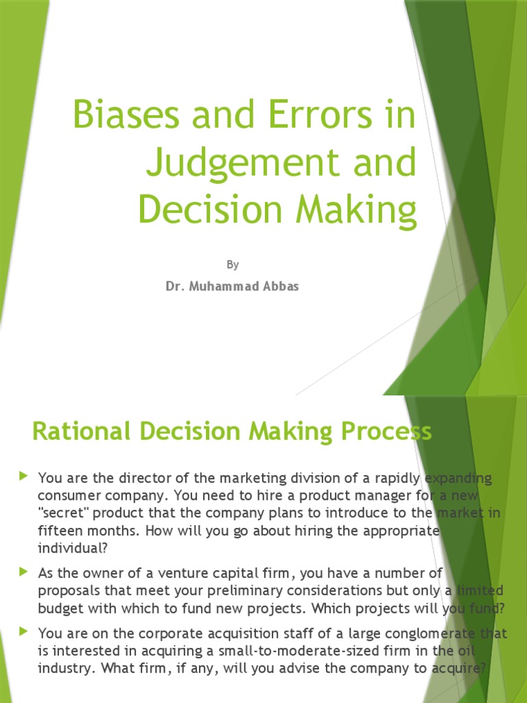 Bias and Traps in Judgement | PDF | Decision Making | Risk