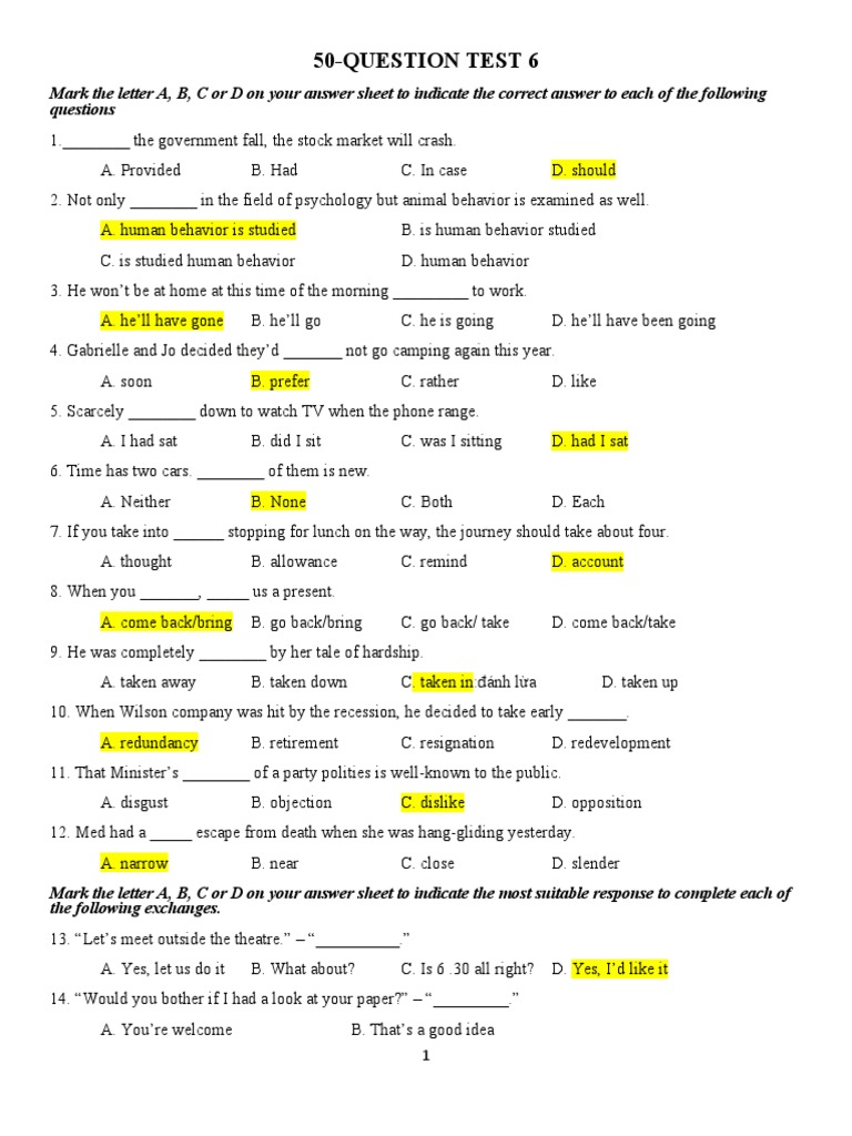 50 - Quetion Test 6 | PDF | Smog | Suburb