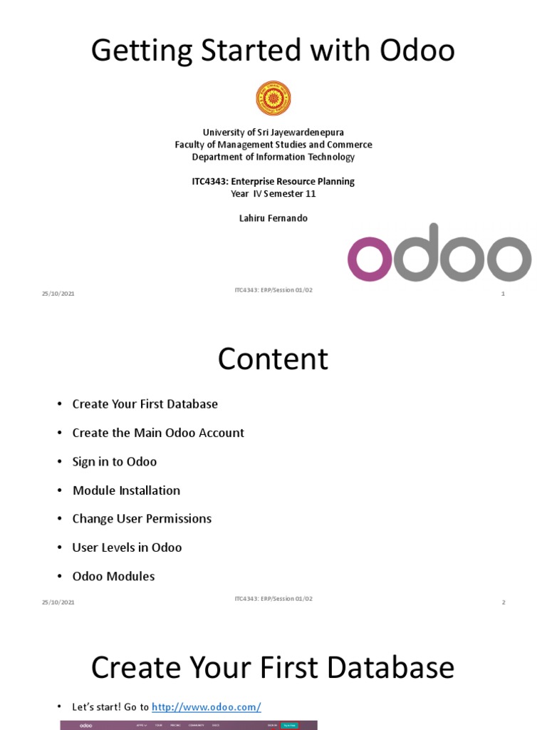 03 Getting Started With Odoo | PDF | Enterprise Resource Planning | Databases