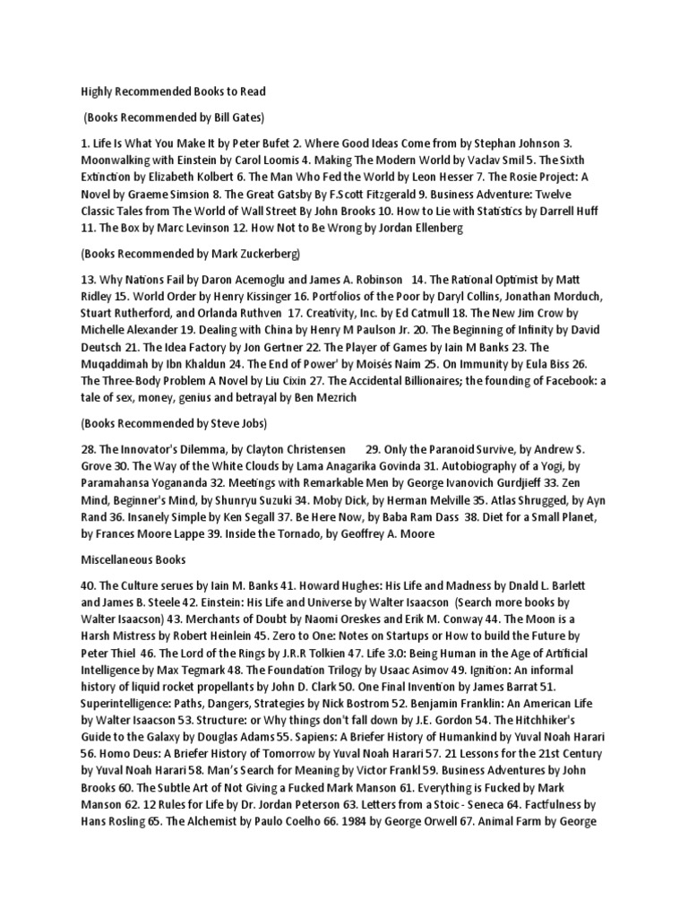 Highly Recommended Books To Read 1 | PDF | Young Adult