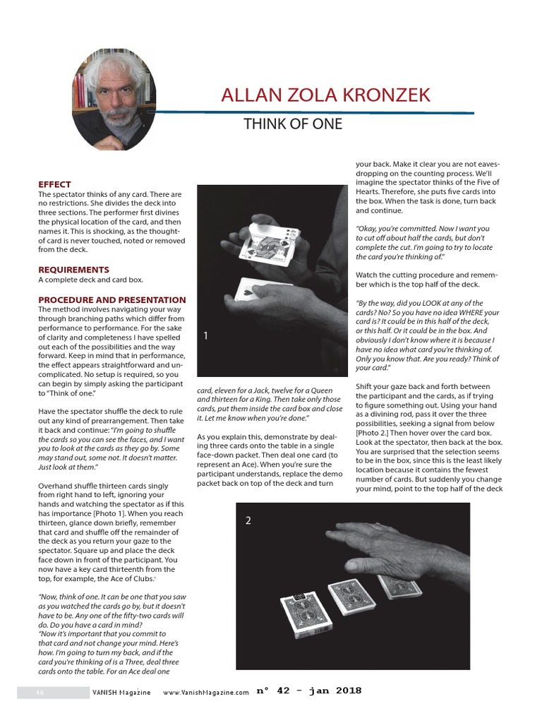 Think of One: Card Divination Method | PDF | Playing Cards