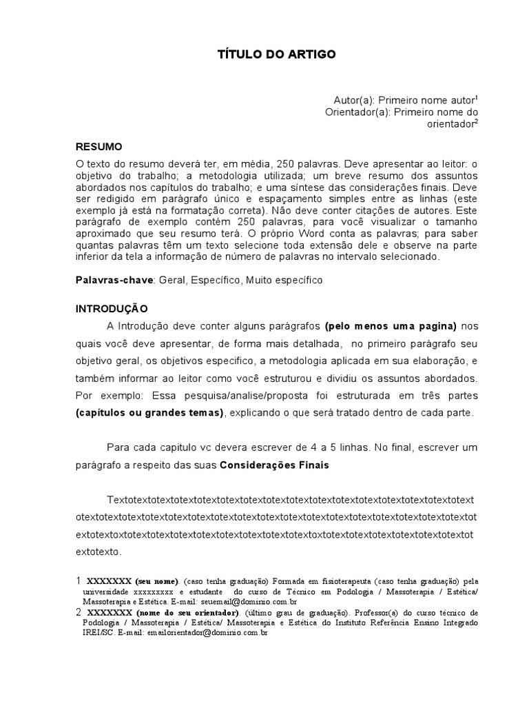 Cópia de Modelo para TCC | PDF | Abstract (resumo) | Citação