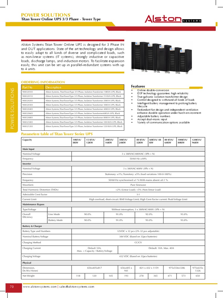 Alston Systems, Titan Series | PDF | Transformer | Power Inverter